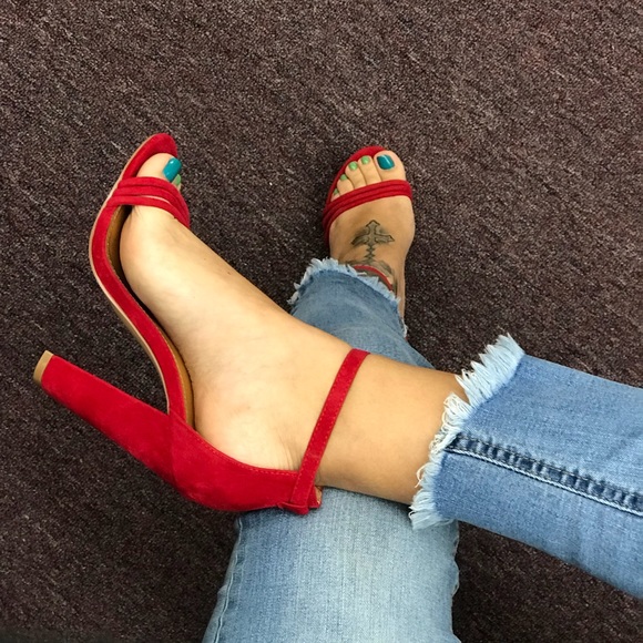 Shoes | Red Chunky Heels | Poshmark